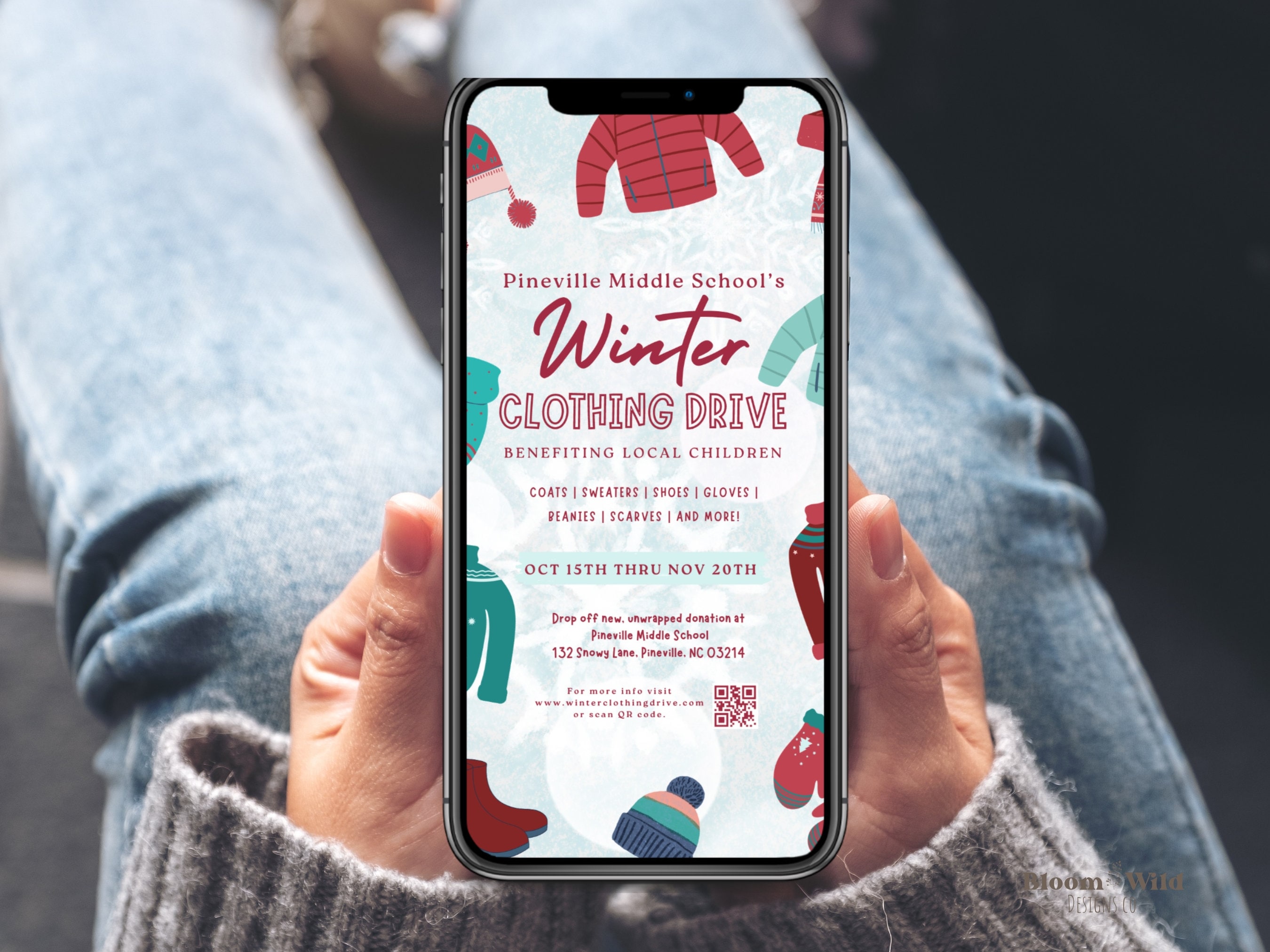 Winter Clothing Drive Flyer Template, Digital Download Holiday Coat ...