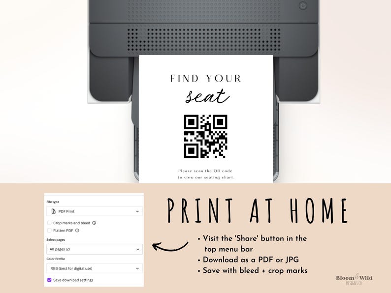 Qr Code Sign Seating Chart, Digital Seating Chart With Qr Code ...