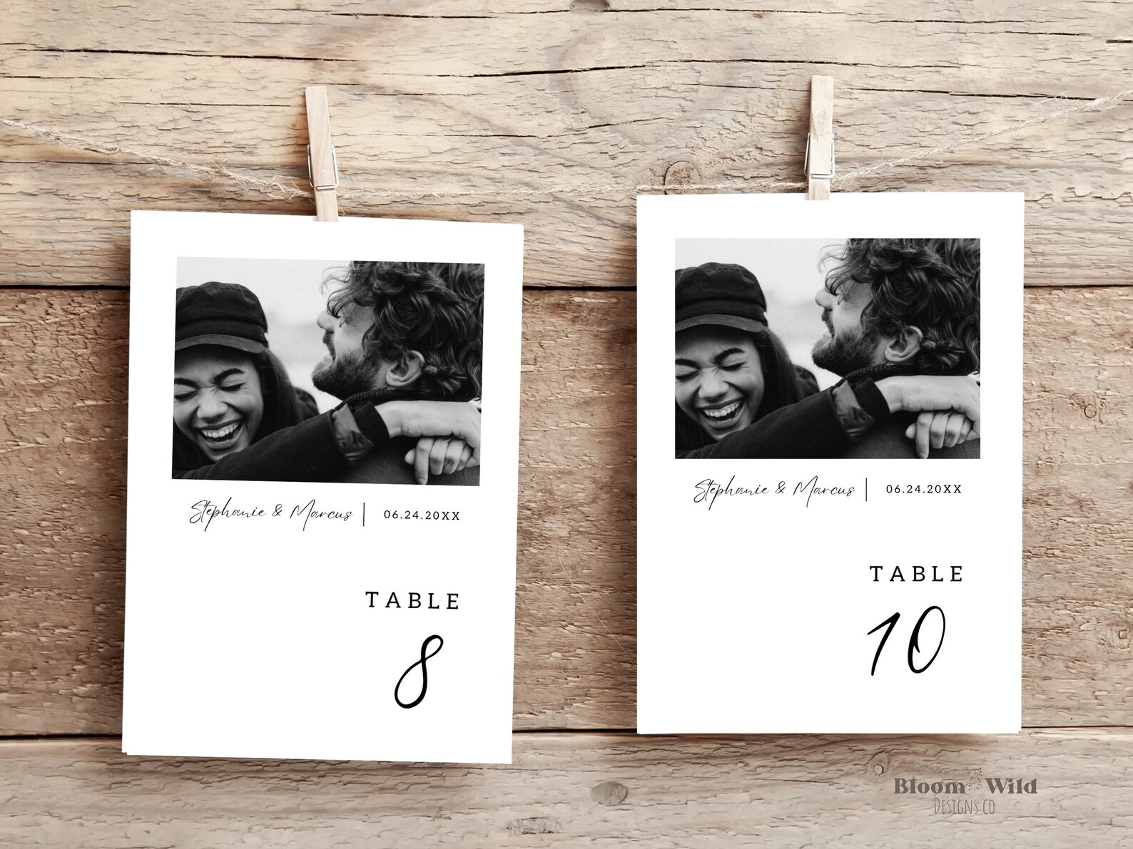 Wedding Table Number Template Canva, Table Numbers With Photos, Photo ...