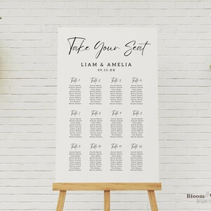 Canva Template Wedding Seating Chart, Modern Minimalist Wedding Seating ...