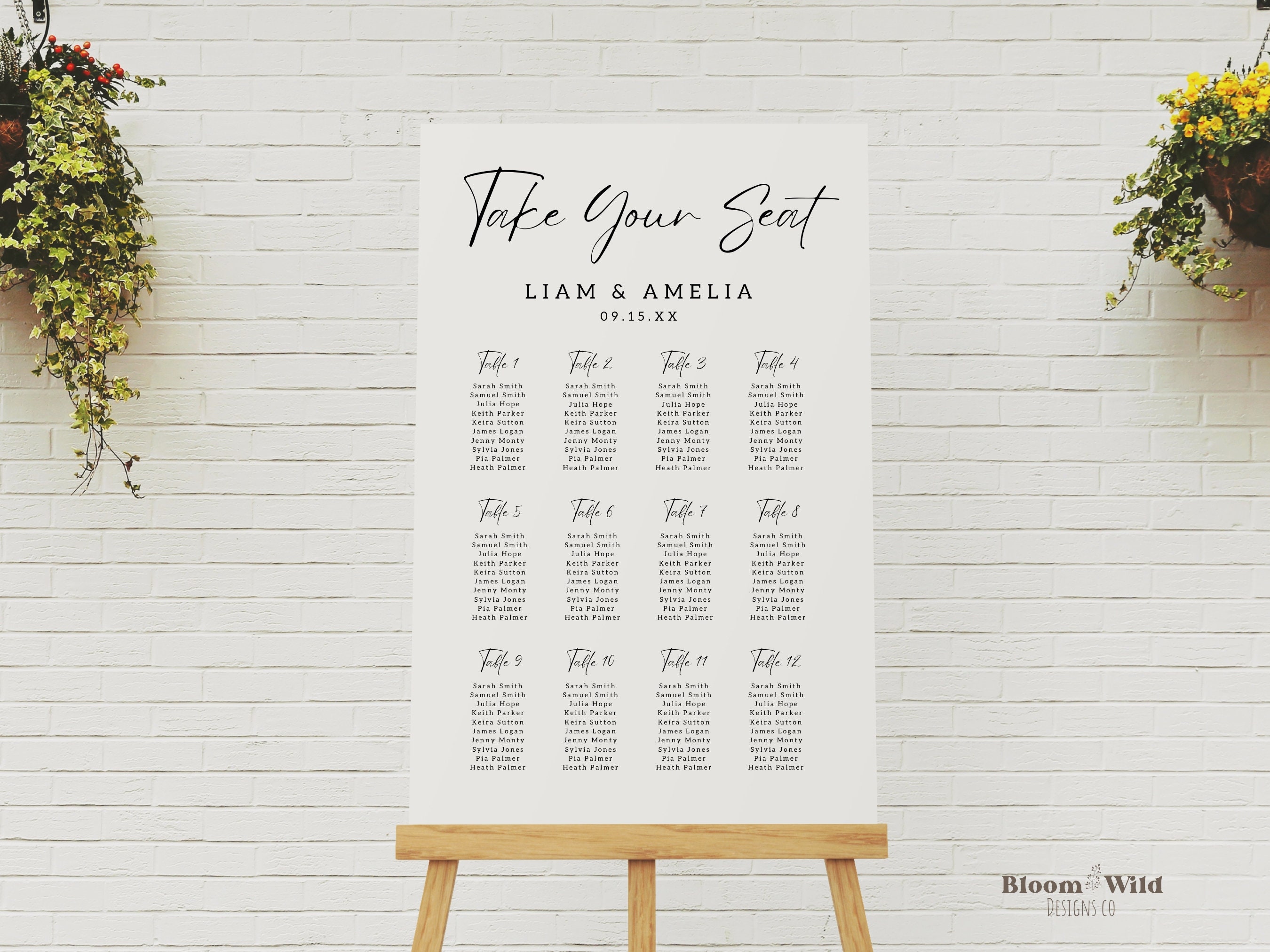 Canva Template Wedding Seating Chart Modern Minimalist - Etsy