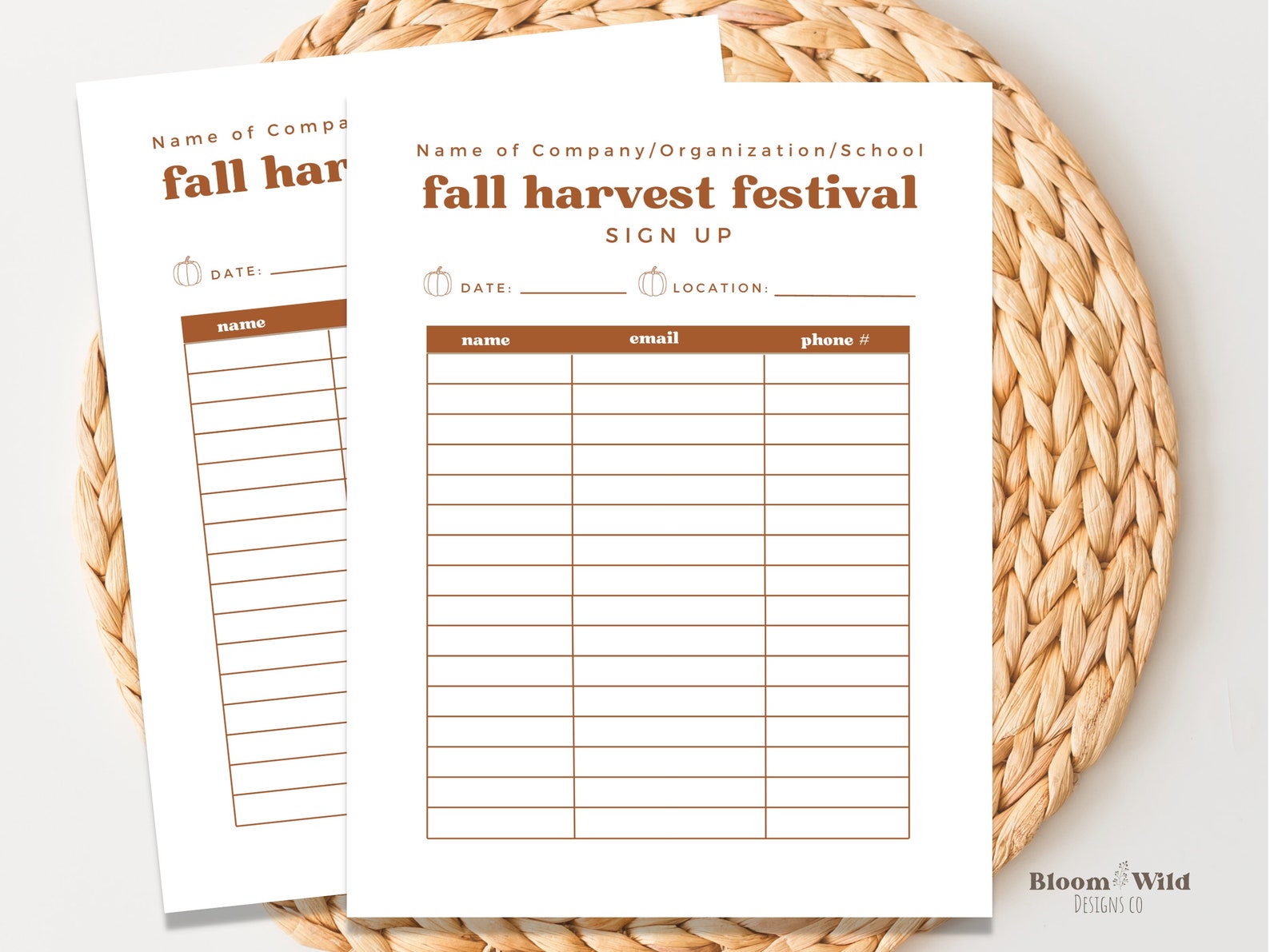Fall Festival Sign up Sheet Template, Event Sign up Sheet Canva ...