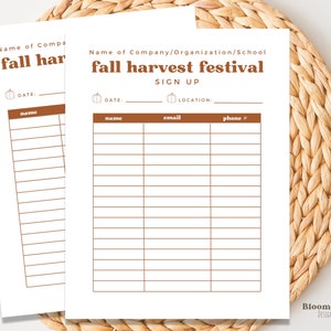 Fall Festival Sign up Sheet Template, Event Sign up Sheet Canva ...