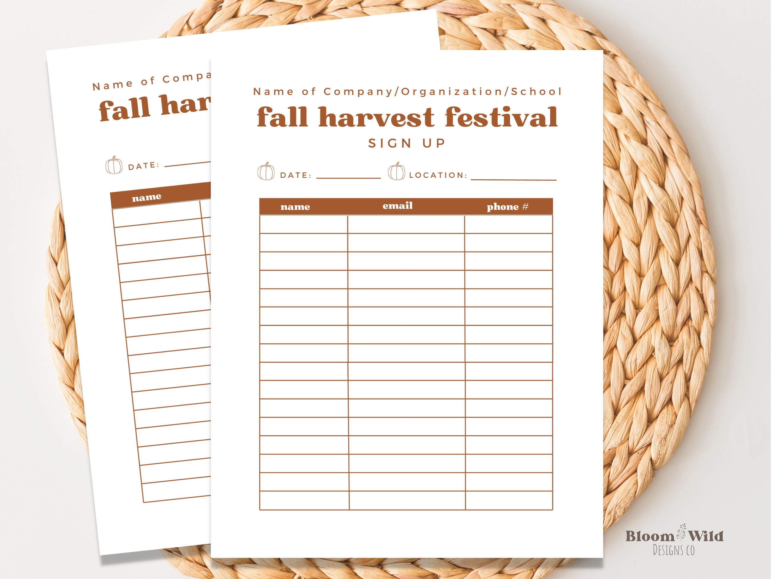 Fall Festival Sign up Sheet Template, Event Sign up Sheet Canva ...