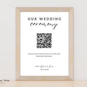 Qr Code Wedding Program Sign Canva, Wedding Ceremony Template QR Code ...