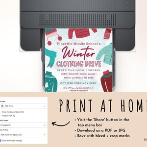 Winter Clothing Drive Flyer Template, Digital Download Holiday Coat ...