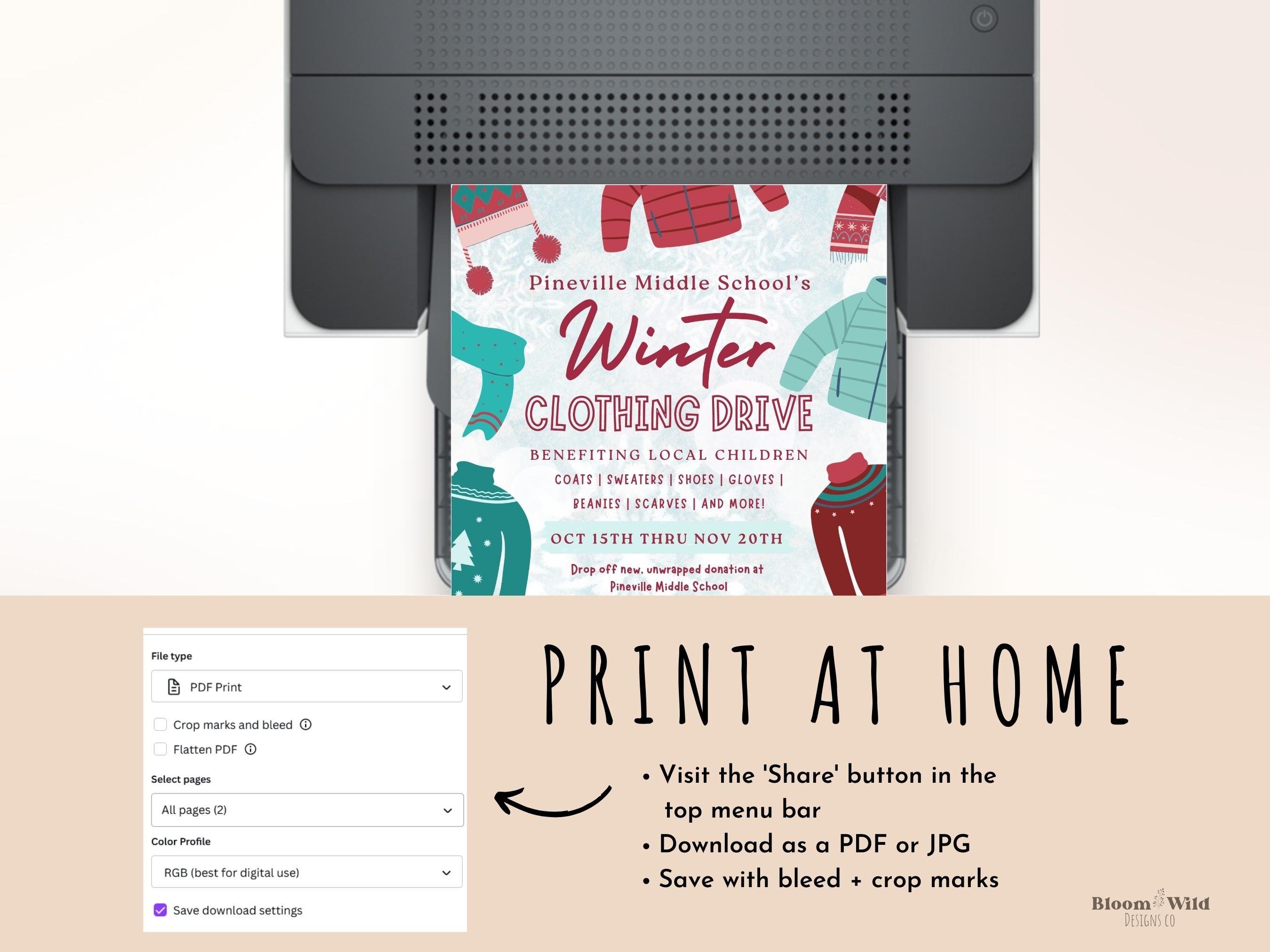 Winter Clothing Drive Flyer Template, Digital Download Holiday Coat ...