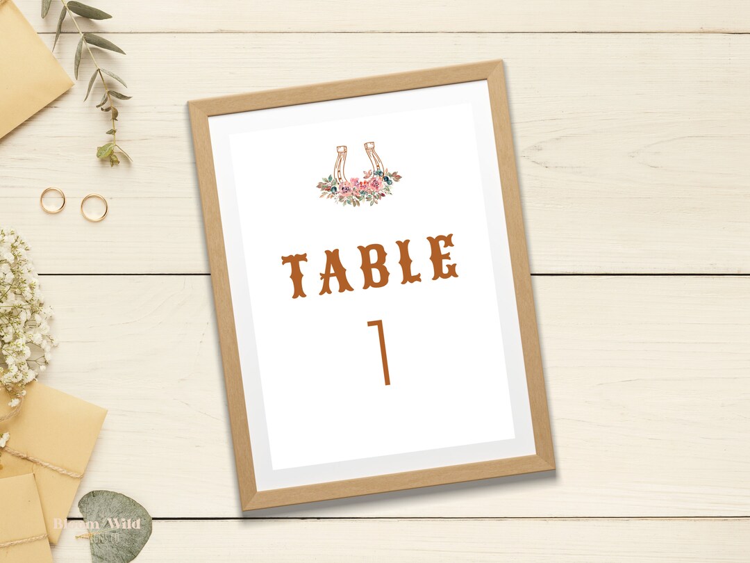 Cowboy Wedding Table Number, Modern Wedding Table Number, Western ...