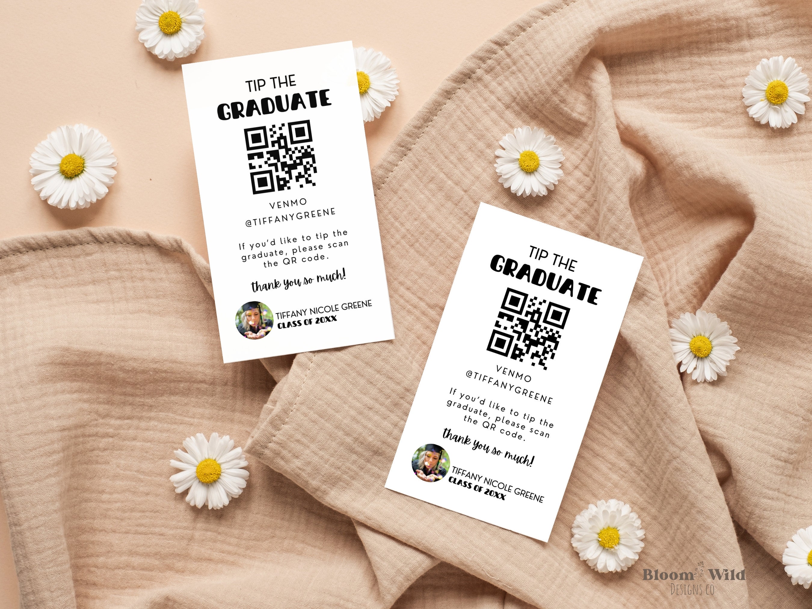 Graduation QR Code Insert, Insert Card Graduation, Tip the Graduate ...