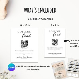 College Fund QR Code Canva, Venmo QR Code Grad, Graduation Gift Sign ...