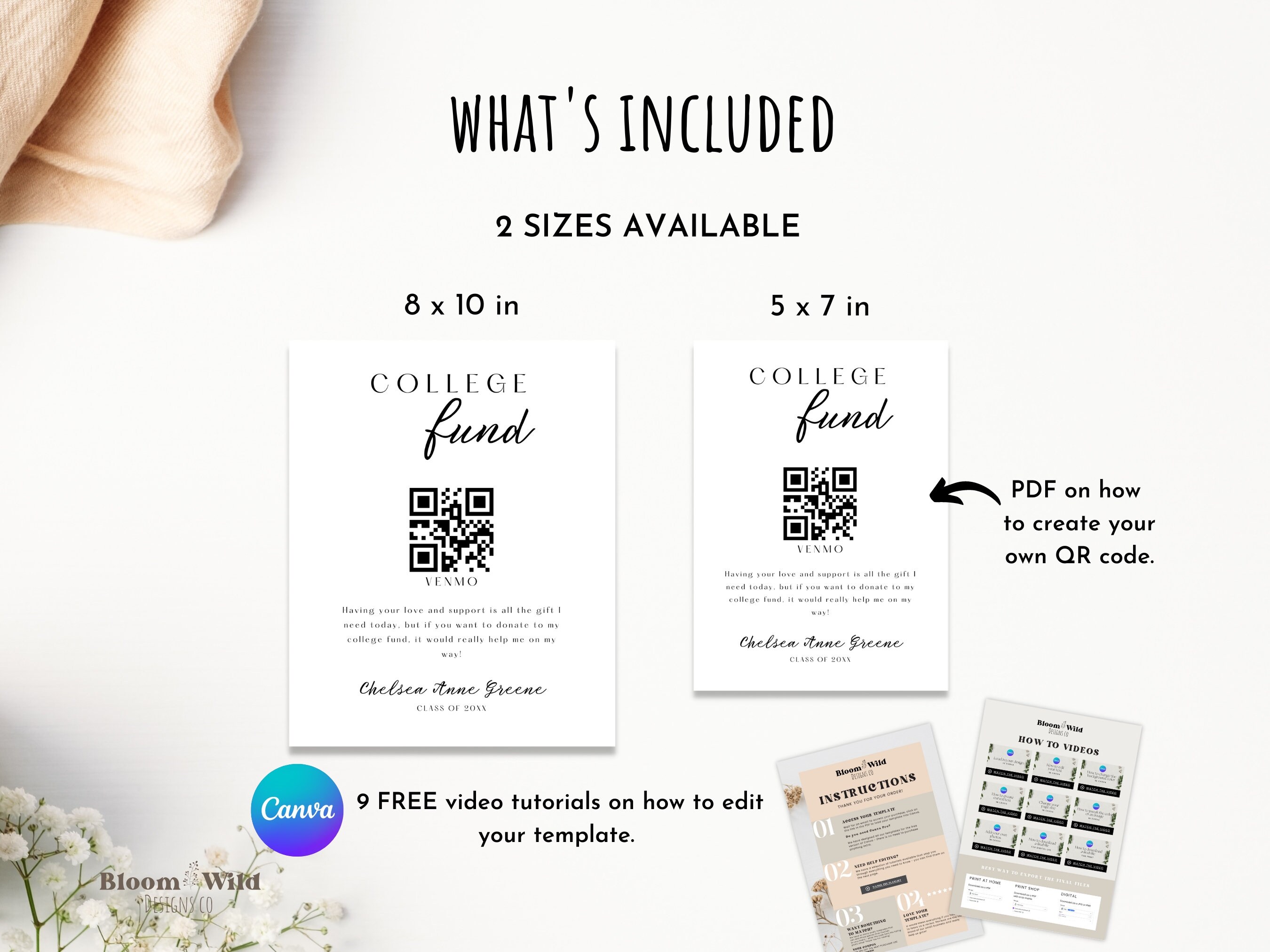 College Fund QR Code Canva Venmo QR Code Grad Graduation - Etsy