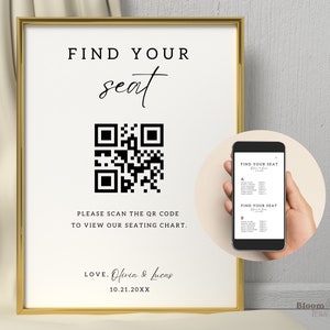 Digital Seating Chart With Qr Code Template, Qr Code for Wedding ...