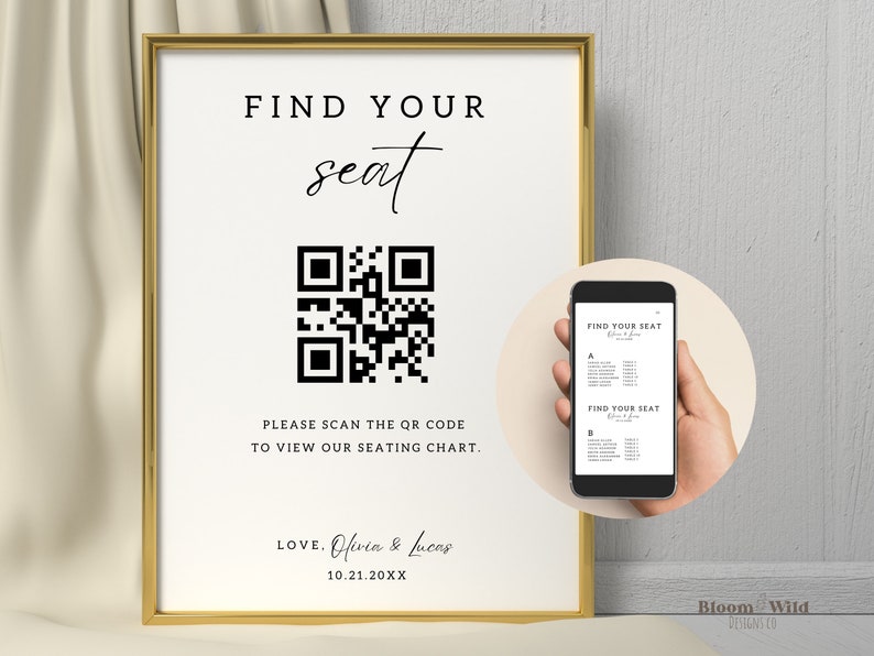 Digital Seating Chart With Qr Code Template, Qr Code for Wedding ...