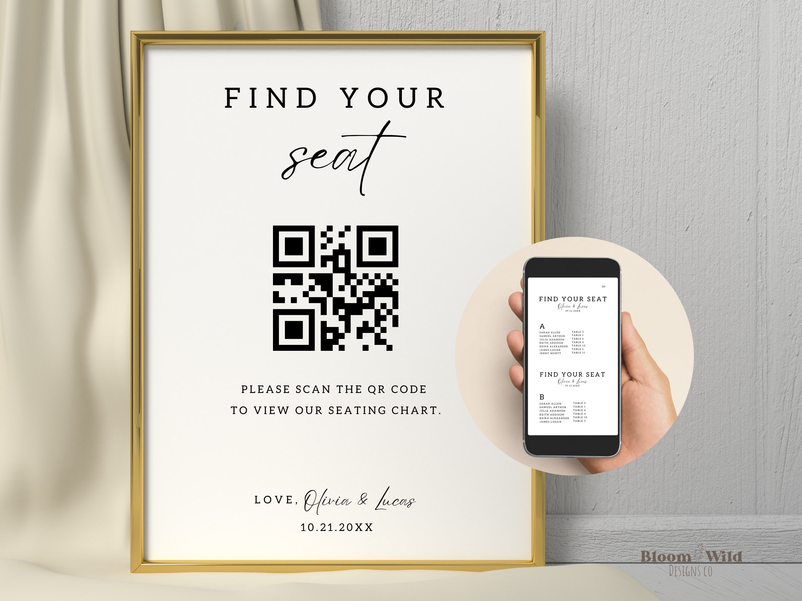 Digital Seating Chart With Qr Code Template, Qr Code for Wedding ...