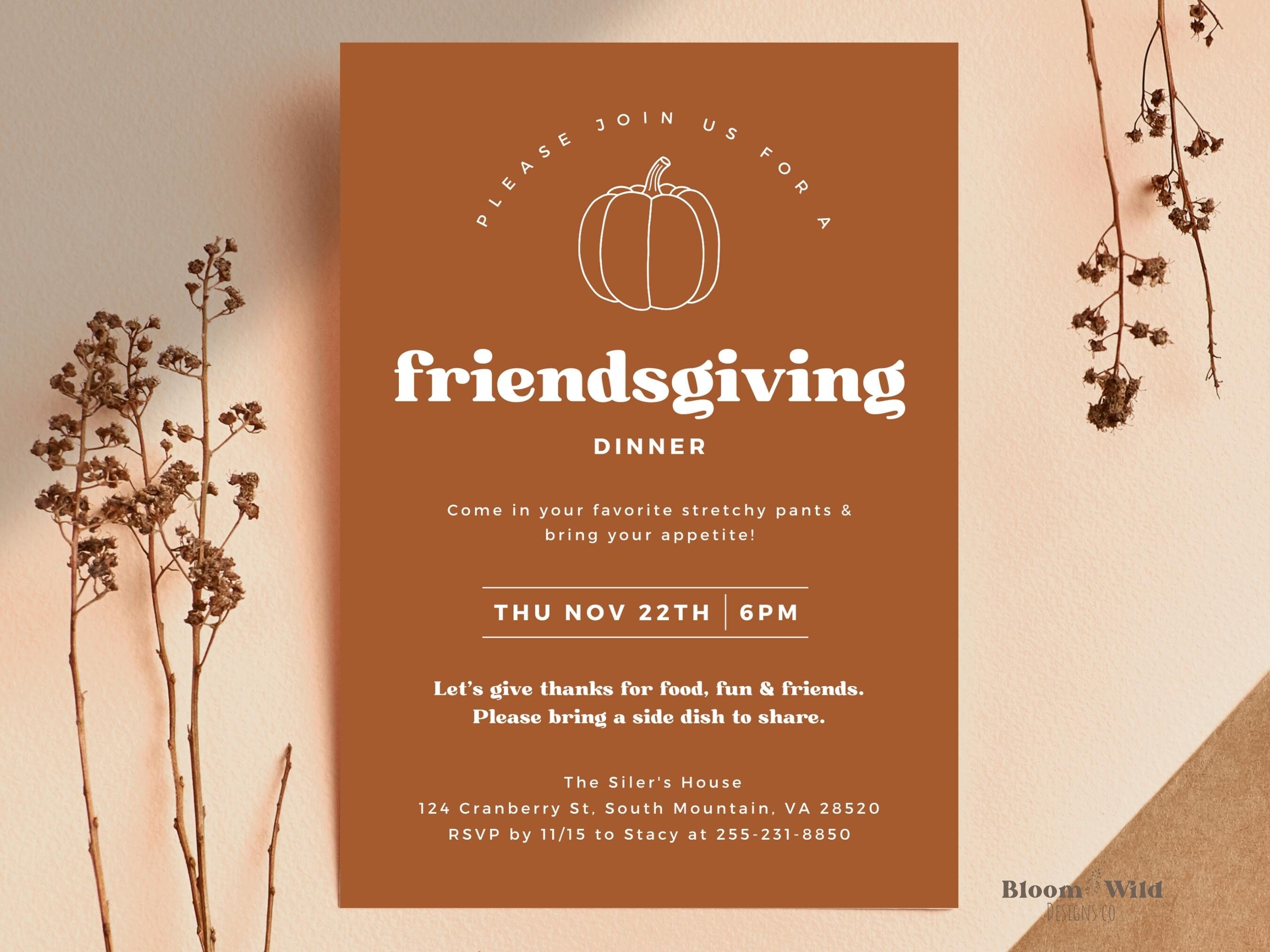Friendsgiving Digital Invitation Template,friendsgiving Canva Evite ...