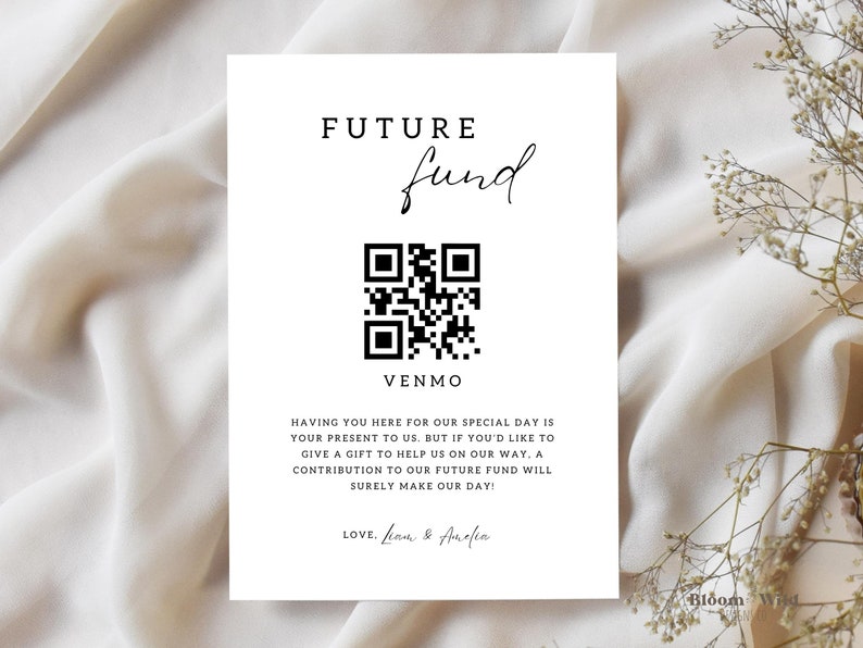 Future Fund QR Code Sign, Wedding Wishing Well QR Canva, Shower ...
