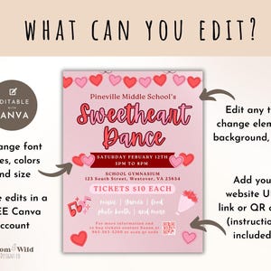 Sweetheart Dance Invitation, School Valentines Dance Flyer, Daddy ...
