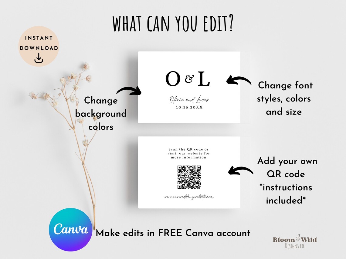 Wedding QR Code Canva, Qr Code for Gift Registry, Wedding Website QR ...