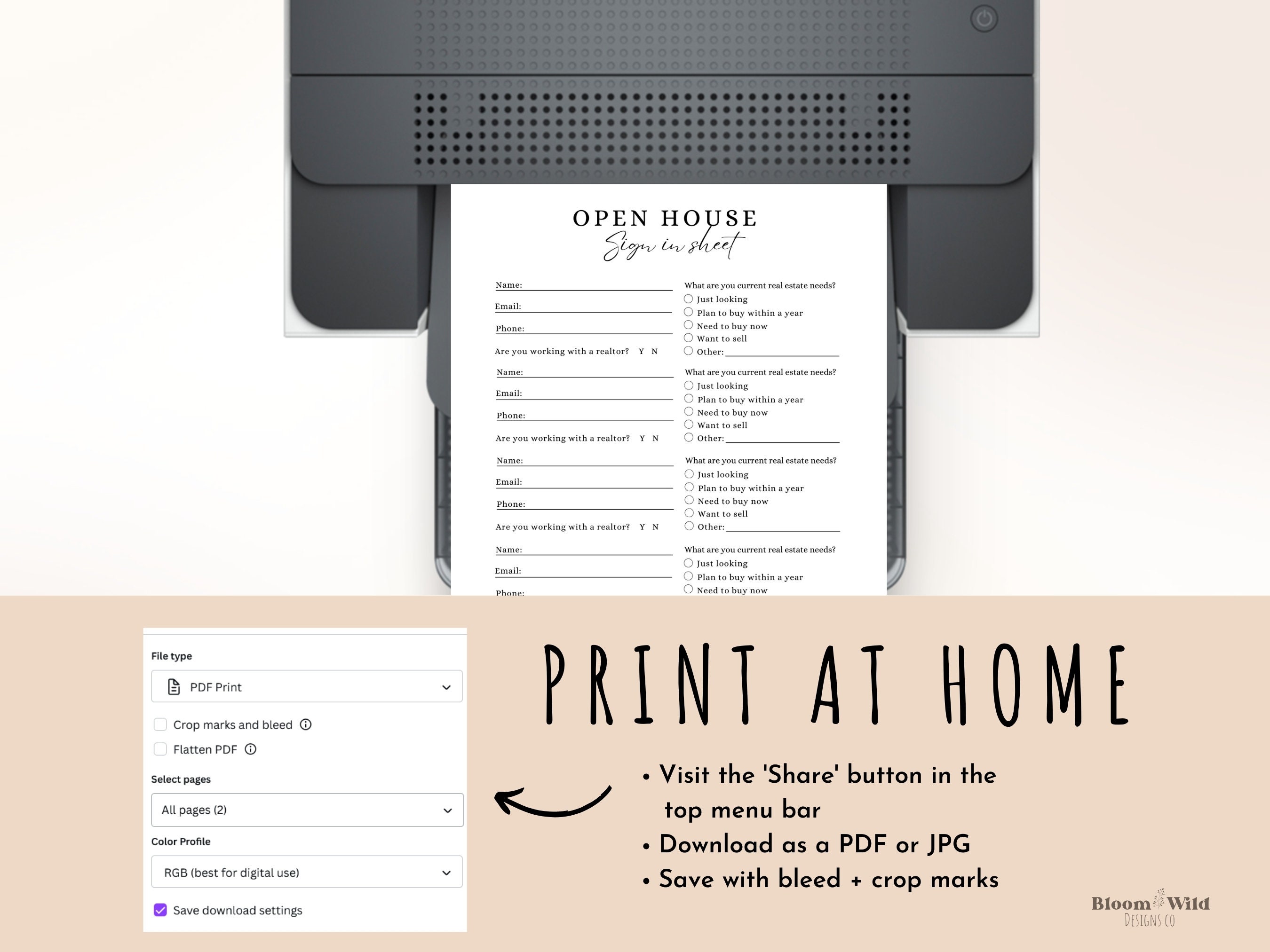 Open House Sign in Sheet Printable and Welcome to Our Open House Sign ...