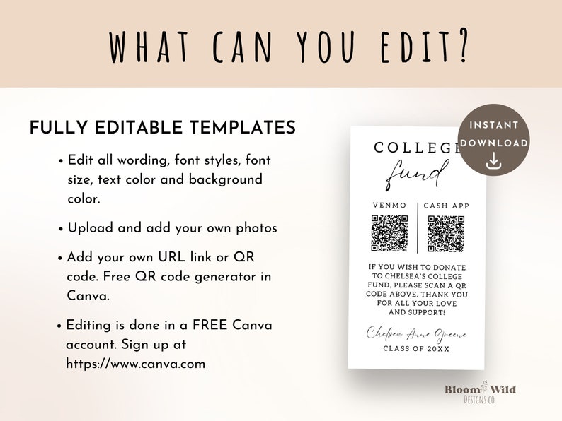 Insert Card Graduation, Graduation 2 QR Codes Insert, College Fund ...