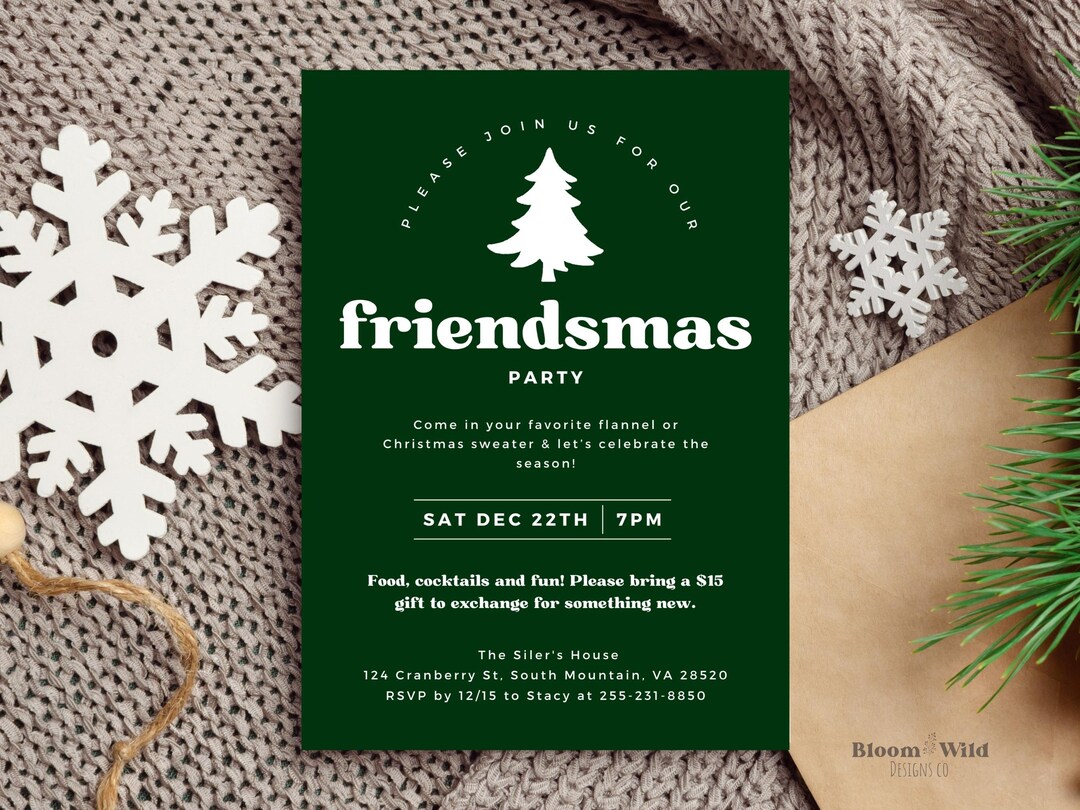 Friendsmas Christmas Party Invitation, Friendsmas Digital Invitation ...