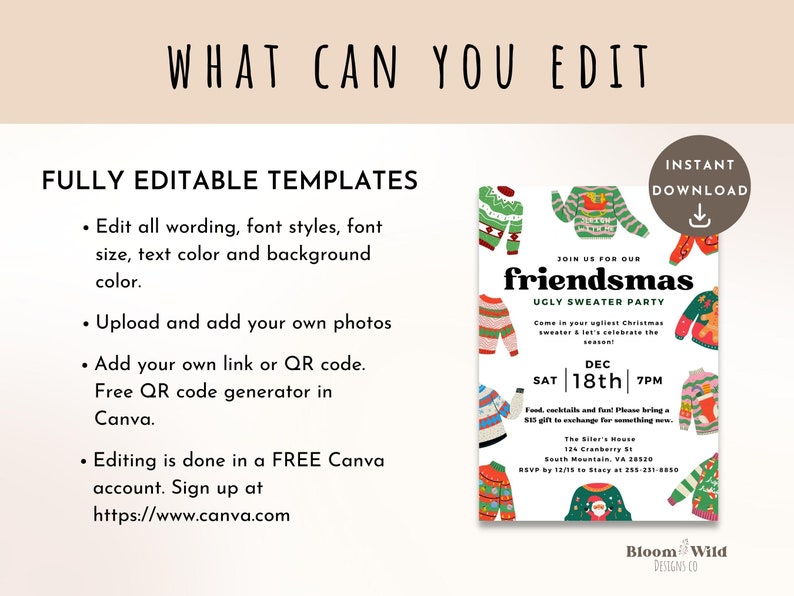 Ugly Christmas Sweater Invite Digital, Ugly Christmas Sweater Evite ...