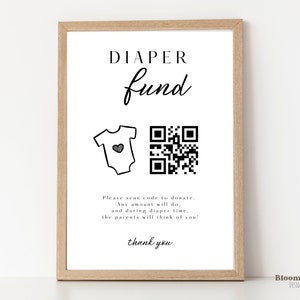 Diaper Fund Sign Canva, Baby Shower Venmo Sign, Printable Minimalist ...