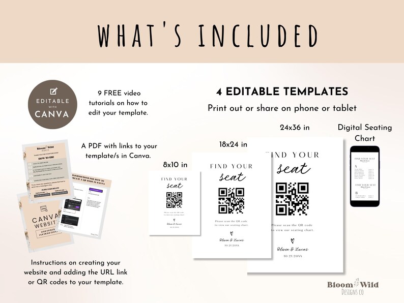 Qr Code Sign Seating Chart, Digital Seating Chart With Qr Code ...