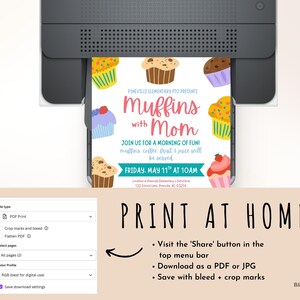 Muffins With Mom Flyer, Muffins With Mom Invitation, Breakfast With Mom ...