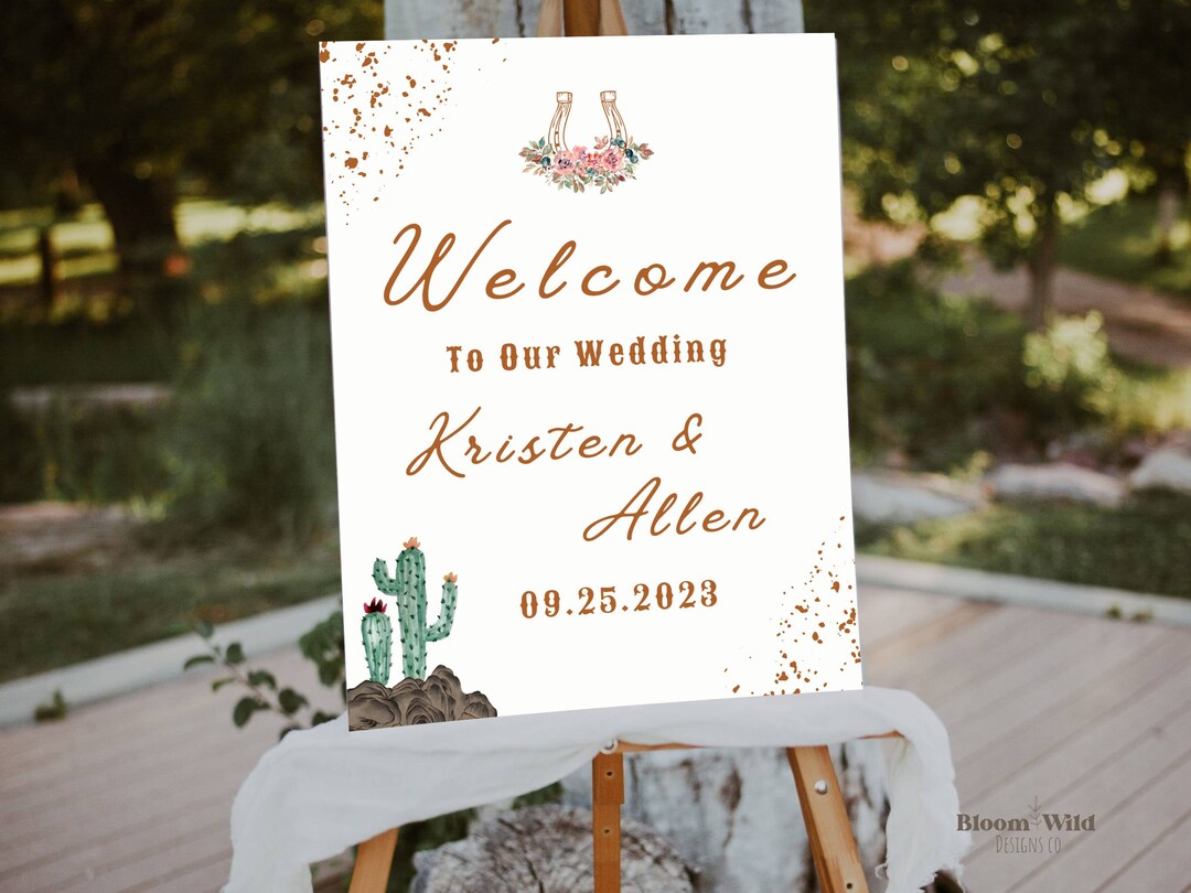 Cowboy Cactus Wedding Sign, DIY Wedding Sign, Cards Sign Wedding ...