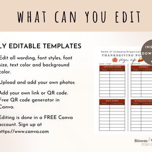 Sign up Potluck Template, Canva Thanksgiving Potluck Sign up Form ...