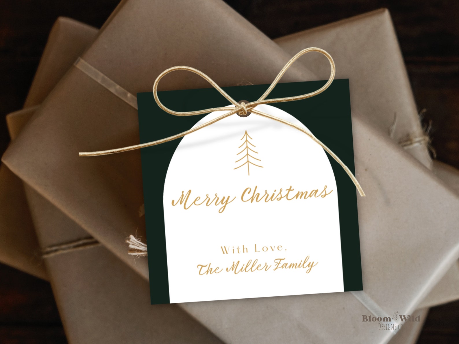 Boho Arch Holiday Gift Tag Canva Template Christmas Gift Tag - Etsy