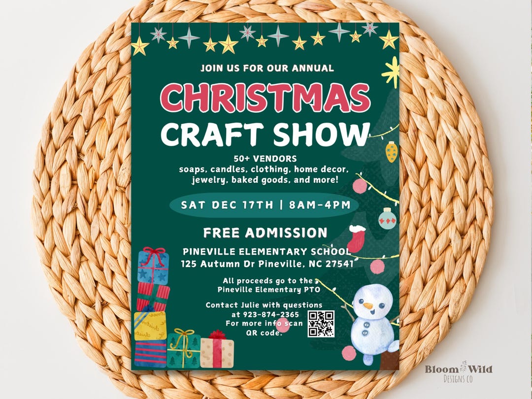 Christmas Craft Fair Flyer, Holiday Craft Show Flyer, Craft Fair Flyer ...
