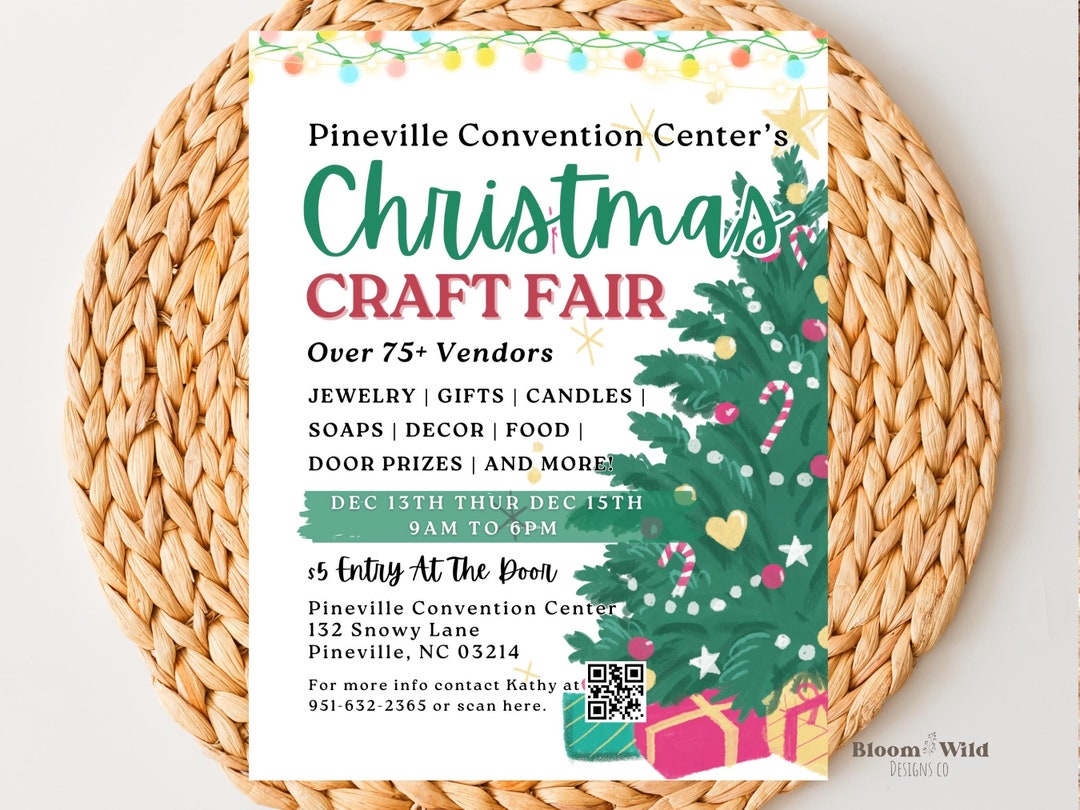 Holiday Craft Fair Flyer Template, Christmas Market Flyer Canva ...