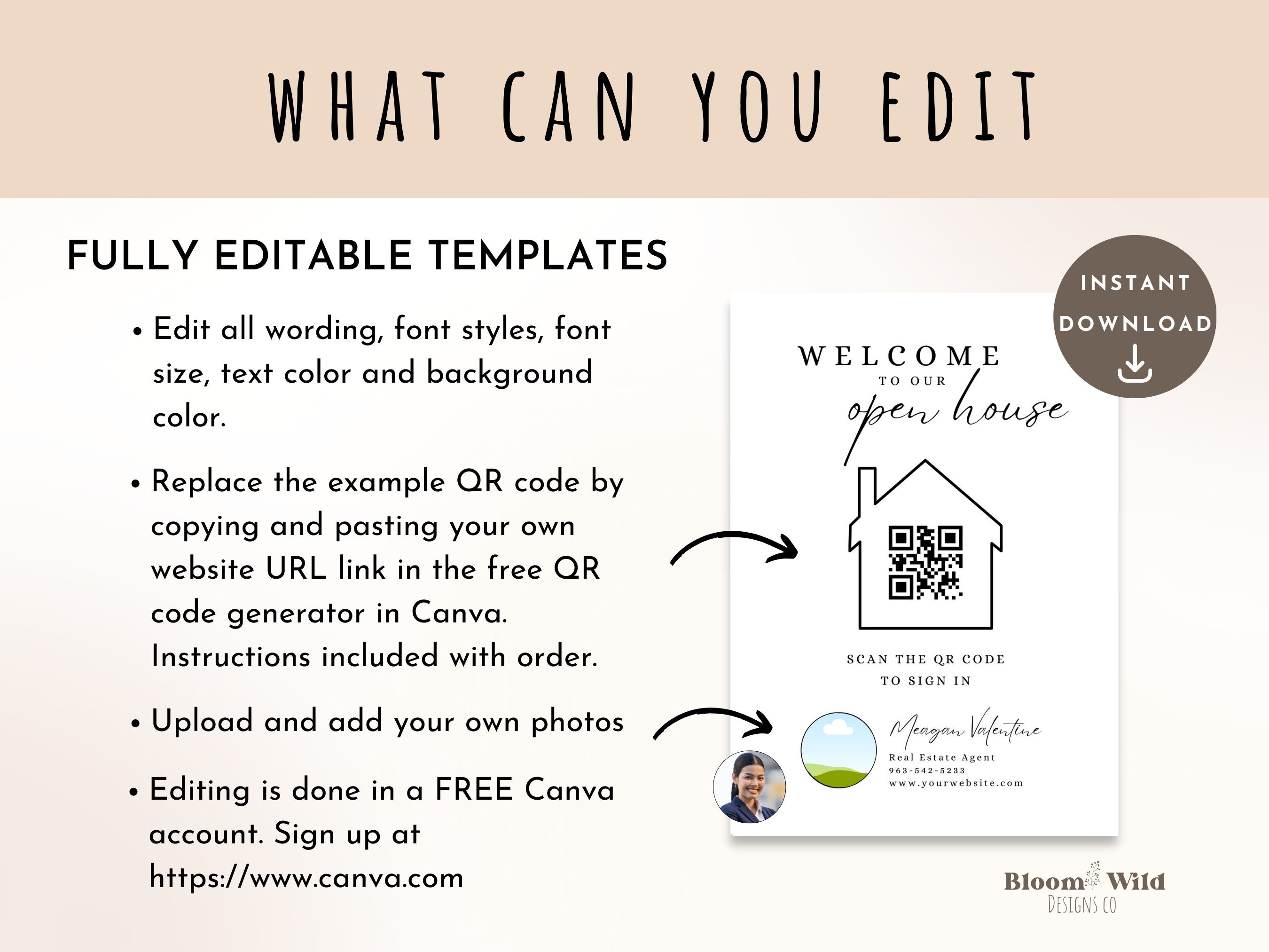 Real Estate Open House Sign in With Qr Code, Open House Welcome Sign ...