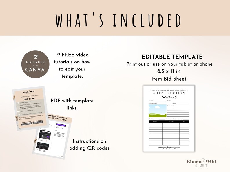 Silent Auction Bid Sheet Canva, Silent Auction Bid Form, Silent Auction ...