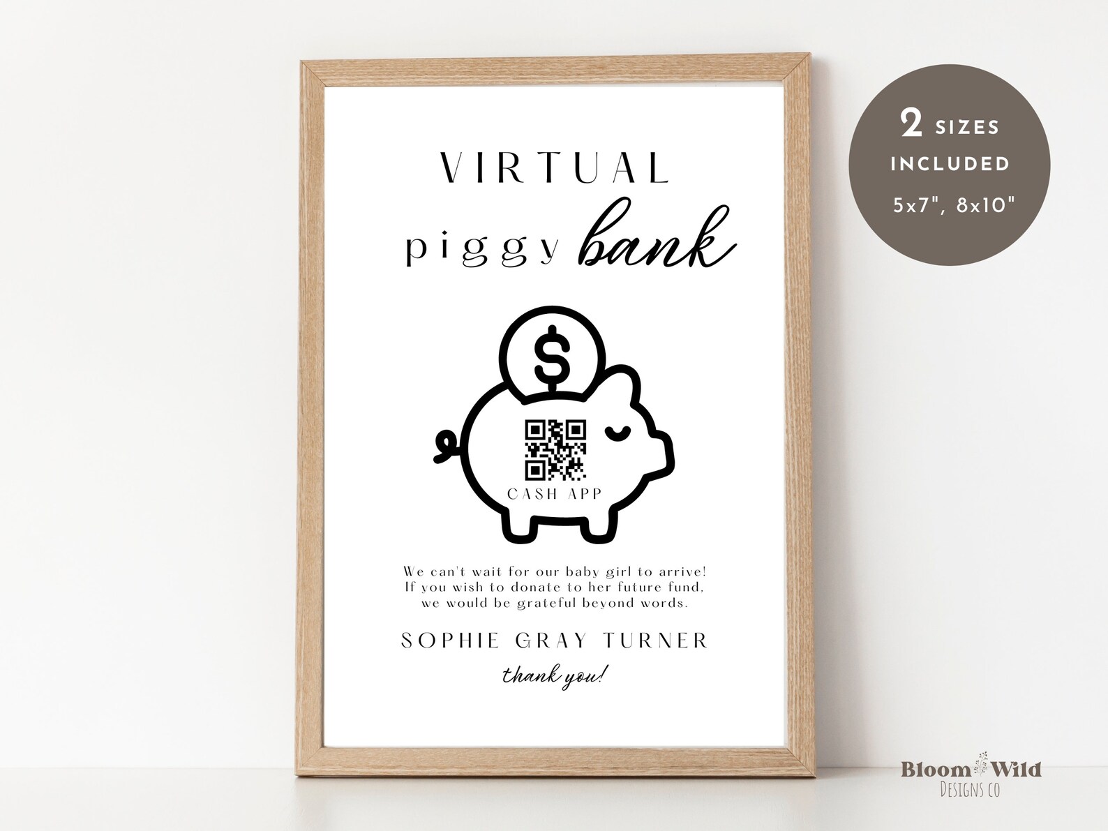 Future Fund QR Code, Piggy Bank Venmo, Printable Modern Baby Shower ...