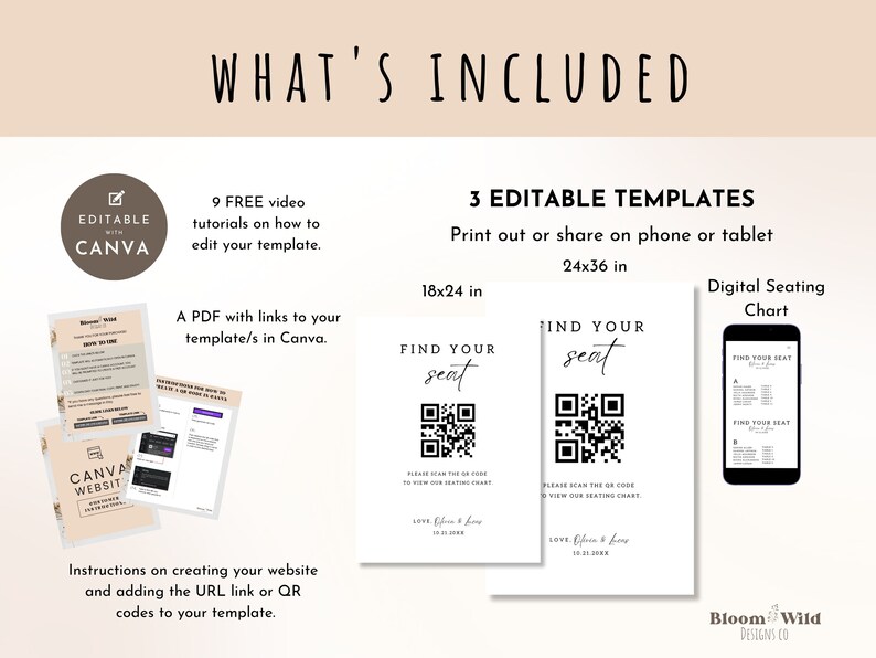 Digital Seating Chart With Qr Code Template, Qr Code for Wedding ...