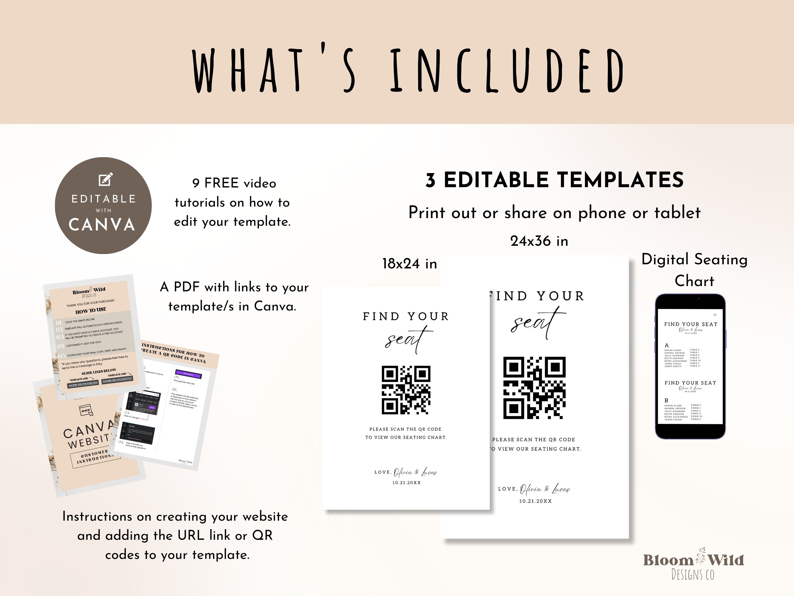 Digital Seating Chart With Qr Code Template, Qr Code for Wedding ...