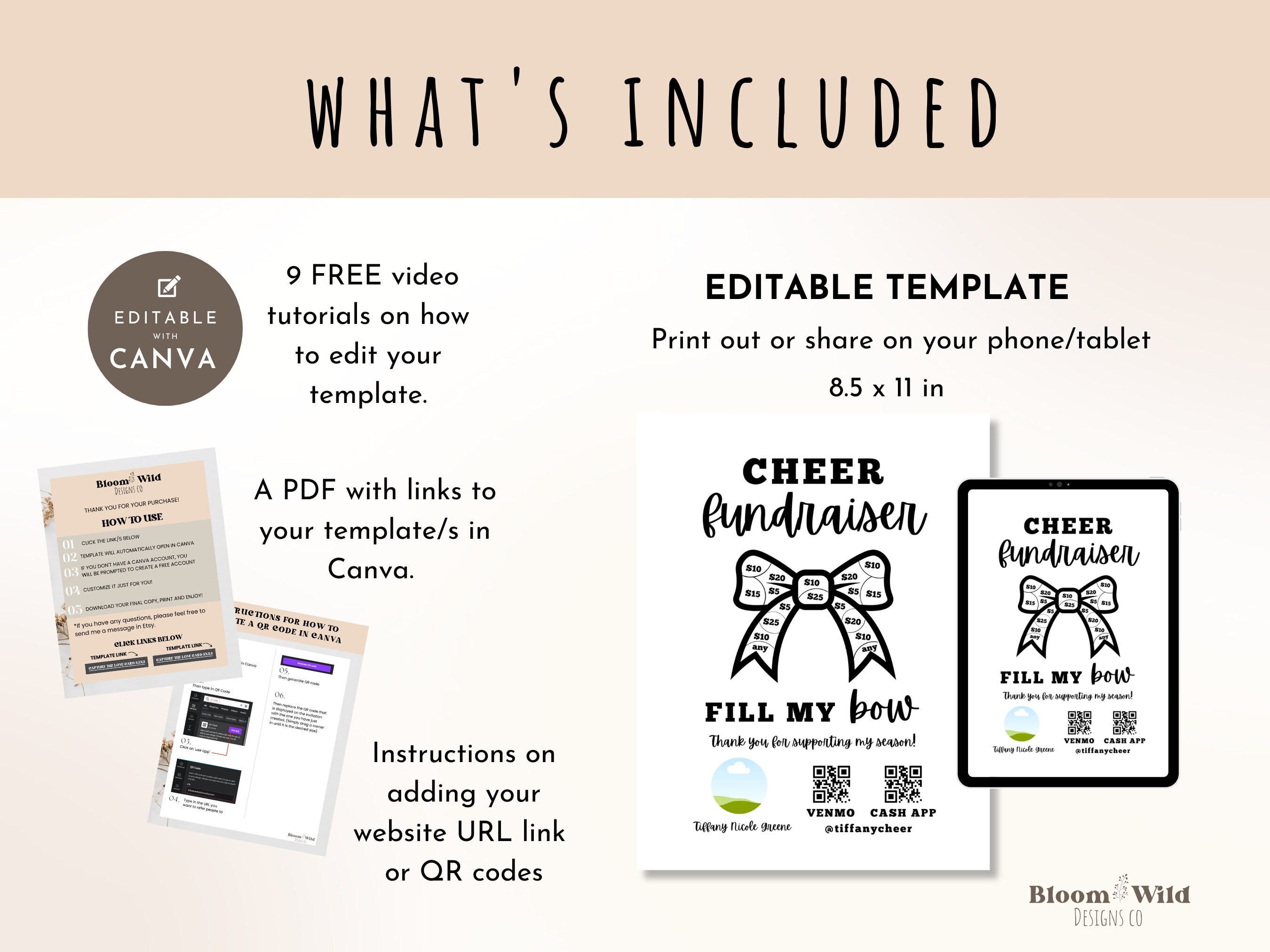 Fill My Bow Cheer Fundraiser, Canva Cheer Bow Template, Cheer ...