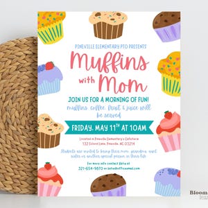 Muffins With Mom Flyer, Muffins With Mom Invitation, Breakfast With Mom ...