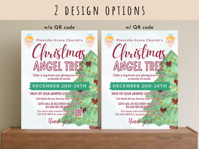 Christmas Angel Tree Flyer and Angel Tree Giving Tags Bundle, Giving ...