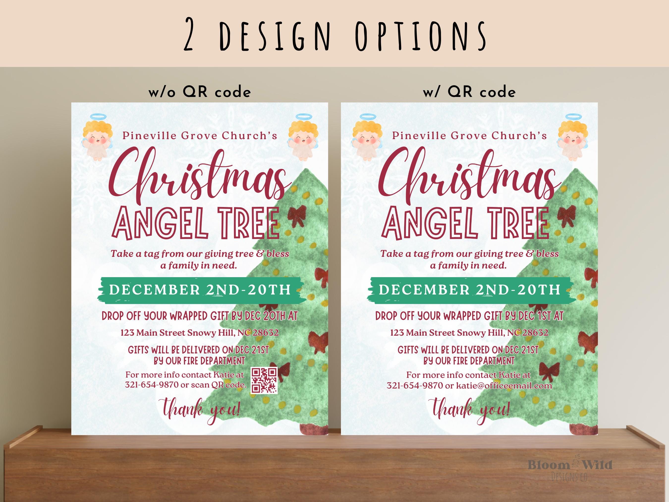 Christmas Angel Tree Flyer and Angel Tree Giving Tags Bundle, Giving ...