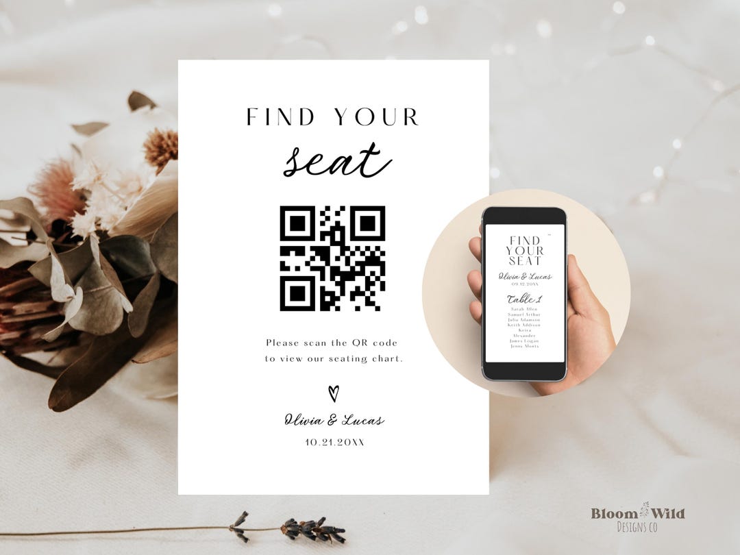 Wedding Seating Chart With Qr Code, Qr Code for Wedding Seating Chart ...