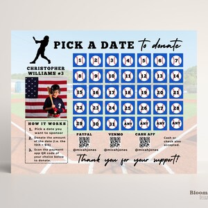 Pick A Date Donate Calendar Baseball, Baseball Fundraiser Calendar ...