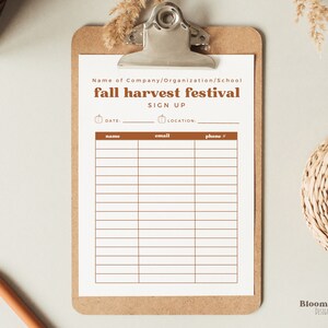 Fall Festival Sign up Sheet Template, Event Sign up Sheet Canva ...