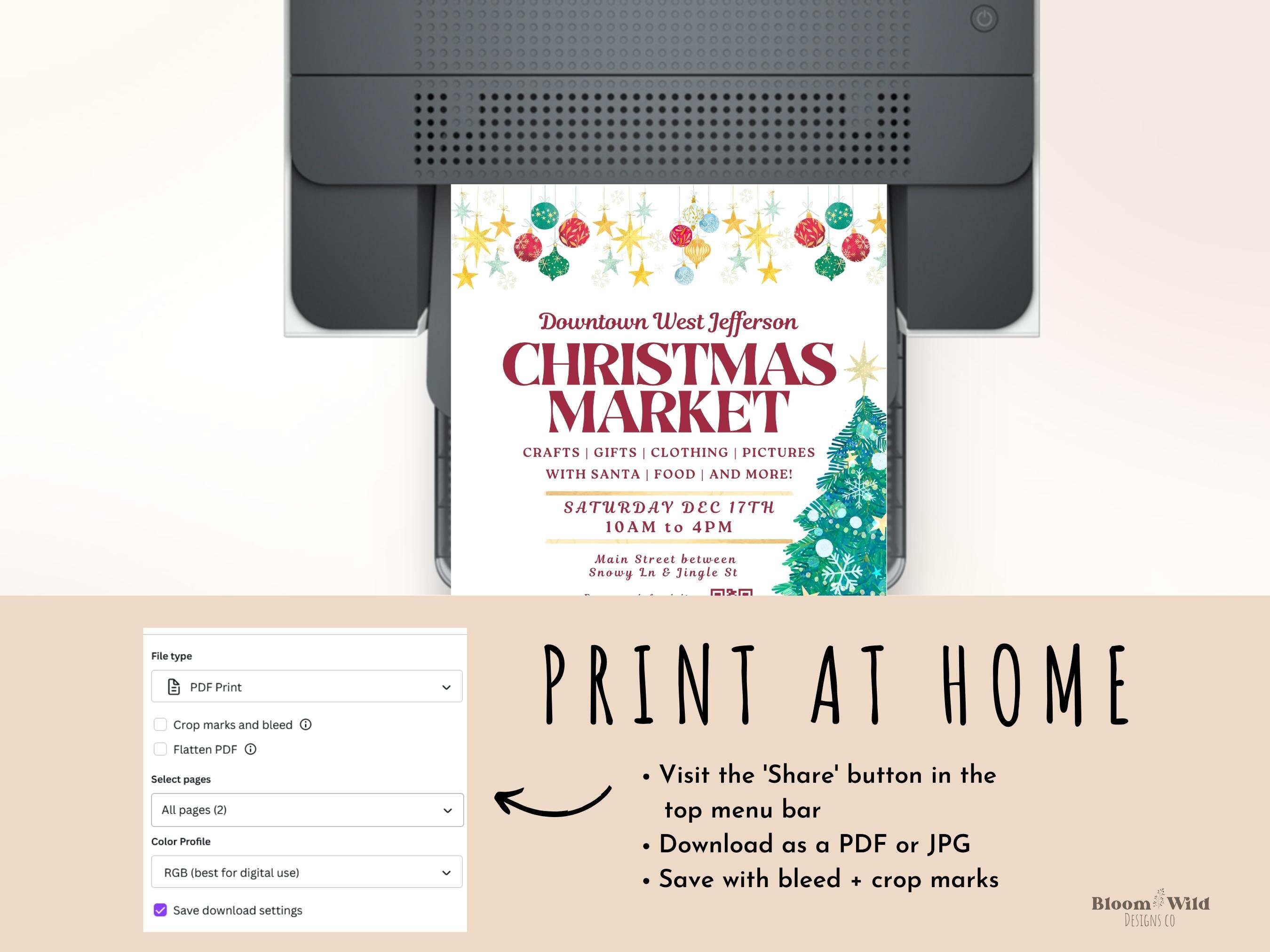 Digital Download Christmas Holiday Market, Christmas Festival Flyer ...