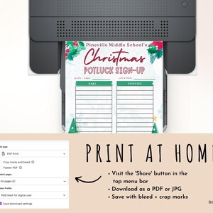 Editable Christmas Potluck Sign up Sheet, Potluck for Christmas Party ...