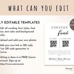 College Fund 2 QR Codes Canva, Graduation QR Code Sign, Venmo QR Code ...