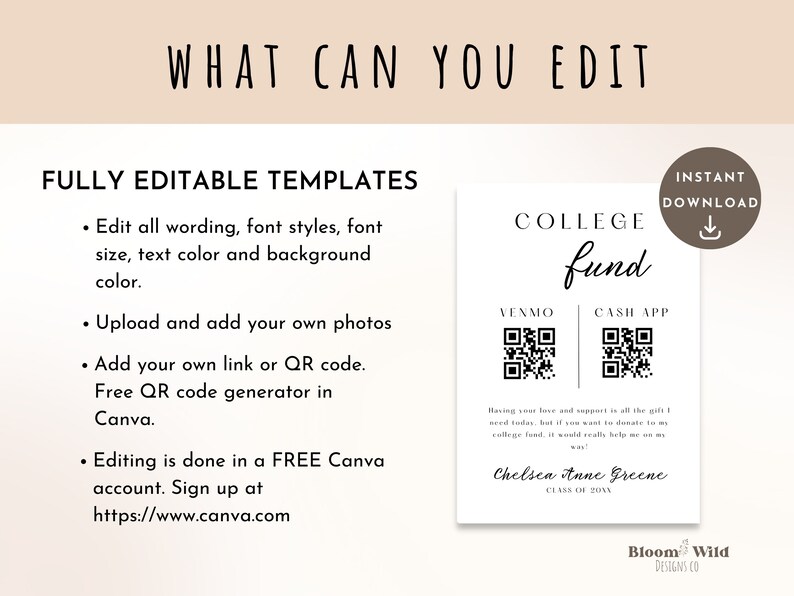 College Fund 2 QR Codes Canva, Graduation QR Code Sign, Venmo QR Code ...